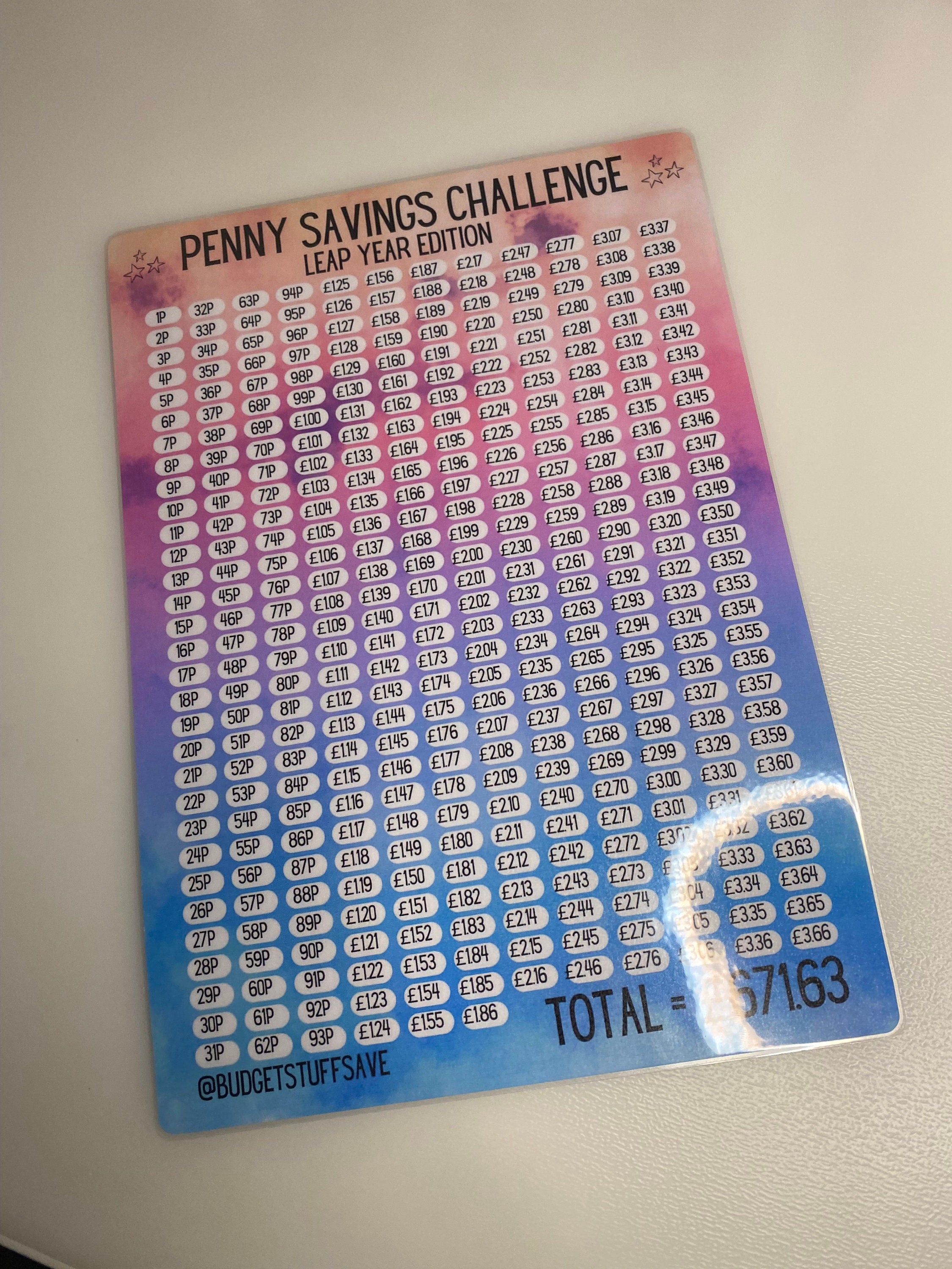 A4 sized Penny savings Challenge, Cash Stuffing, Budgeting, Save Money ...